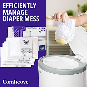 COMFICOVE Refills Compatible with DEKOR PLUS Diaper Pails | 4 Pack | Extra Thick Diaper Pail Refill Liners | Fresh Scent | Easy to Replace and Dispose of Diaper Bag | Odorless Baby Diapers Disposal