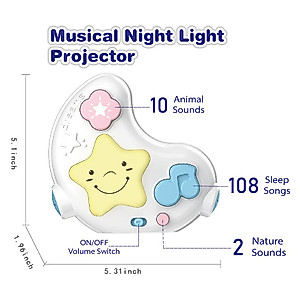 White Noise Machine Baby Soother with Toy Remote,108 Lullaby Baby Sound Machine for Sleeping with Night Light,Portable Sound Machine Baby Toys for Traveling