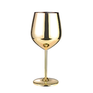 500ml Stainless Steel Wine Glass,Wine Tumbler,Stainless Steel Stem Wine Glass,Unbreakable Wine Glass Goblet,Metal Wine Glass,for Outdoor Events,Picnics,Camping(Gold Plated)
