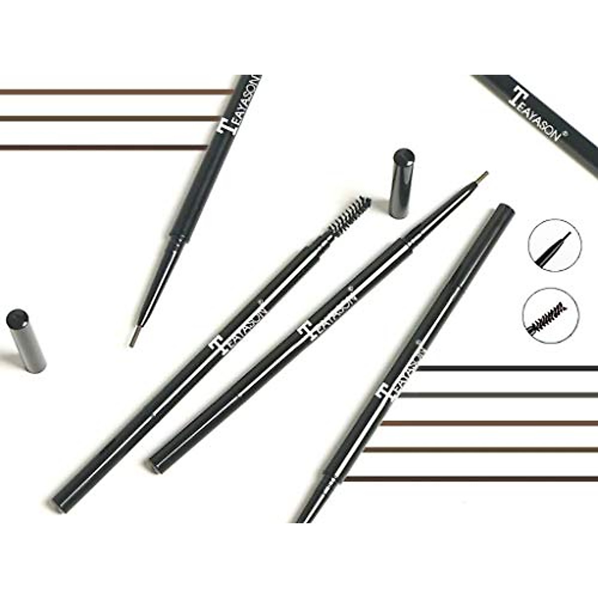 1.5mm ultra-fine eyebrow pencil automatic rotation eyebrow pencil,durable, sweat-proof and not easy to take off make-up, five colors available(02#Gray)