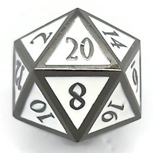 Black and White Metal D20 F*** Dice Critical Fail F 20 Sided Die Set DND Black Gunmetal Color Number for Role Playing Game Dungeons and Dragons D&D Pathfinder Shadowrun and Math Paladin