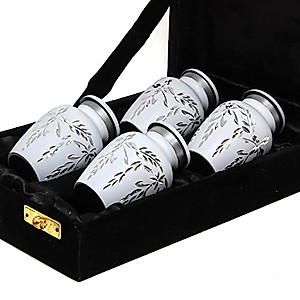 White Keepsake Urns for Ashes - Mini Urns for Human Ashes Set of 4 with Premium Box - Handcrafted White Urns - Honor Your Loved One with Mini Cremation Urns - Small Urns Set for Adult Male & Female