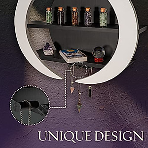 17” Double Crescent New Moon Crystal Shelf Display, Moon Wall Shelf, Wooden Moon Shelf, Large Moon Shelves, Crystal Display Shelf, Spiritual Altar Shelf for Healing Crystals, Moon Shelf for Stones