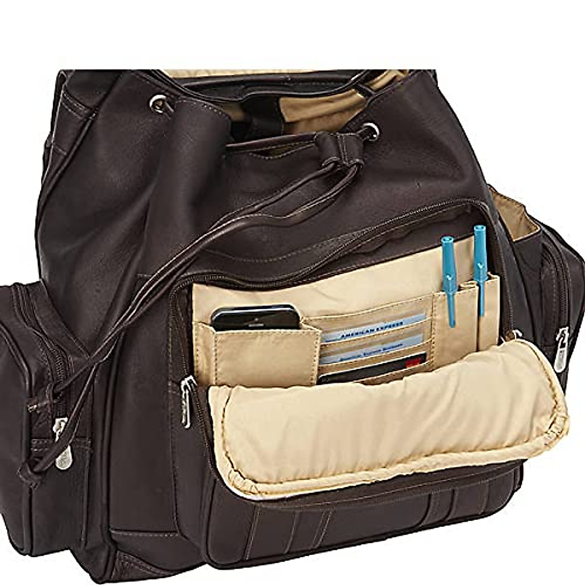 Piel Leather Double Loop Flap-Over Laptop Backpack, Chocolate, One Size