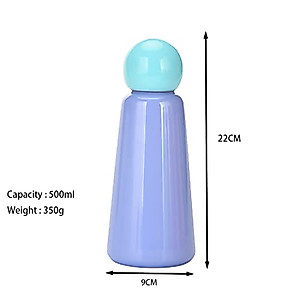 FAFAXOXO 17 oz About 500 ML Stainless Steel Water Bottle - Vacuum Insulated Water Bottle -Hot&cold Drink Metal Water Flask,BPA Free (Blue purple)