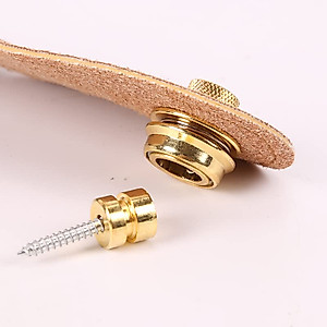 Kuylive 3 Pairs Guitar Strap Lock Set with 8 Rubber Blocks Metal Button Security Straplock Quick Release Strap Retainer System For Electric Acoustic Guitar, Bass, Ukulele (Gold Silver Black)