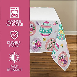 Kadut Easter Tablecloth Rectangle, Easter Eggs Fabric Table cloth, Elegant, Bold and Cheerful Easter Egg Design. Rectangular (60"x 126”) Indoor/Outdoor Use. For Spring, Easter, and Summer Tablecloth.
