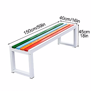 XGQXZWC Outdoor Garden Benches, 2-3 Person Seat Backless Bench, Patio Park Bench with Slatted Seat, Metal Frame, Weatherproof, 880LBS Capacity, Rectangular Outdoor Dining Bench for Yard, Garden (Colo