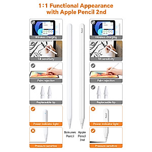 iPad Pencil 2nd Generation with Magnetic Wireless Charging, with Magnetic Wireless Charger for iPad 6/7/8/9/10,iPad Pro 11 12.9 inch,iPad Mini 5 6,Instead for Apple Pencil Pen