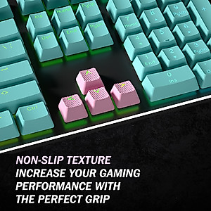 HK Gaming Rubber Keycaps Set | Anti-Slip Texture | Doubleshot Backlit Keycap Set | 23 Keys OEM Profile Key Set | for Mechanical Keyboard | Compatible with Cherry MX, Gateron, Kailh | Prism Pink