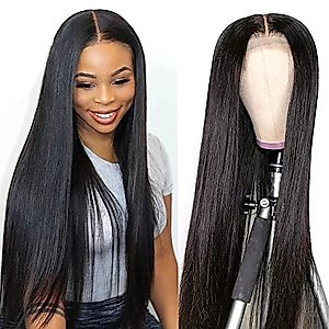 DACHIC 210% Density 13x4 HD 30 Inch Lace Front Wigs Human Hair Pre Plucked Straight Human Hair Wigs for Black Women Glueless Frontal Wigs Human Hair Pre Plucked Free Part with Baby Hair