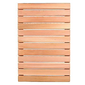 bingaai Cedar Wood Shower Mat, Cedar Wooden Bath Mats, Wood Bath Mat 23.6 × 15.7 in, Shower Stall Mat Non-Slip for Bathroom Bathtub Spa Sauna Garden Home, Wooden Floor Mat Large for Indoor and Outdoor