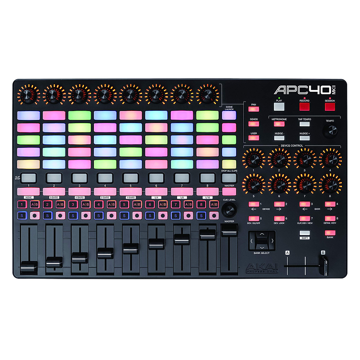 AKAI Professional APC40MKII - USB MIDI Controller for Mac / PC with Clip Launch Matrix, Knobs & Faders, and Pro Software Suite Included