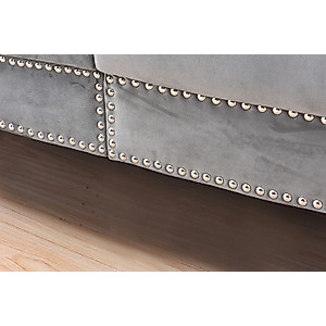 Legend Vansen Loveseat Tight Back Convertible Velvet Sofa Sleeper Living Room and Bedroom Sofabed, 85'' Wide, Grey