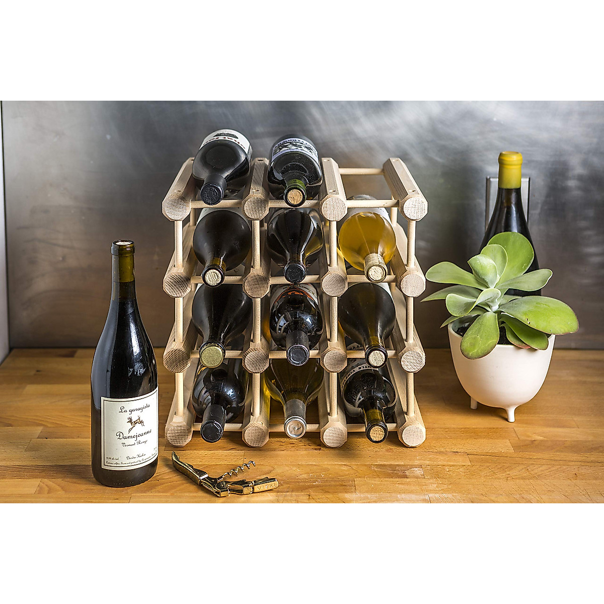 J.K. Adams Ash Wood Modular Stackable Wine Rack Storage Holder with Natural pins, 40 Bottle