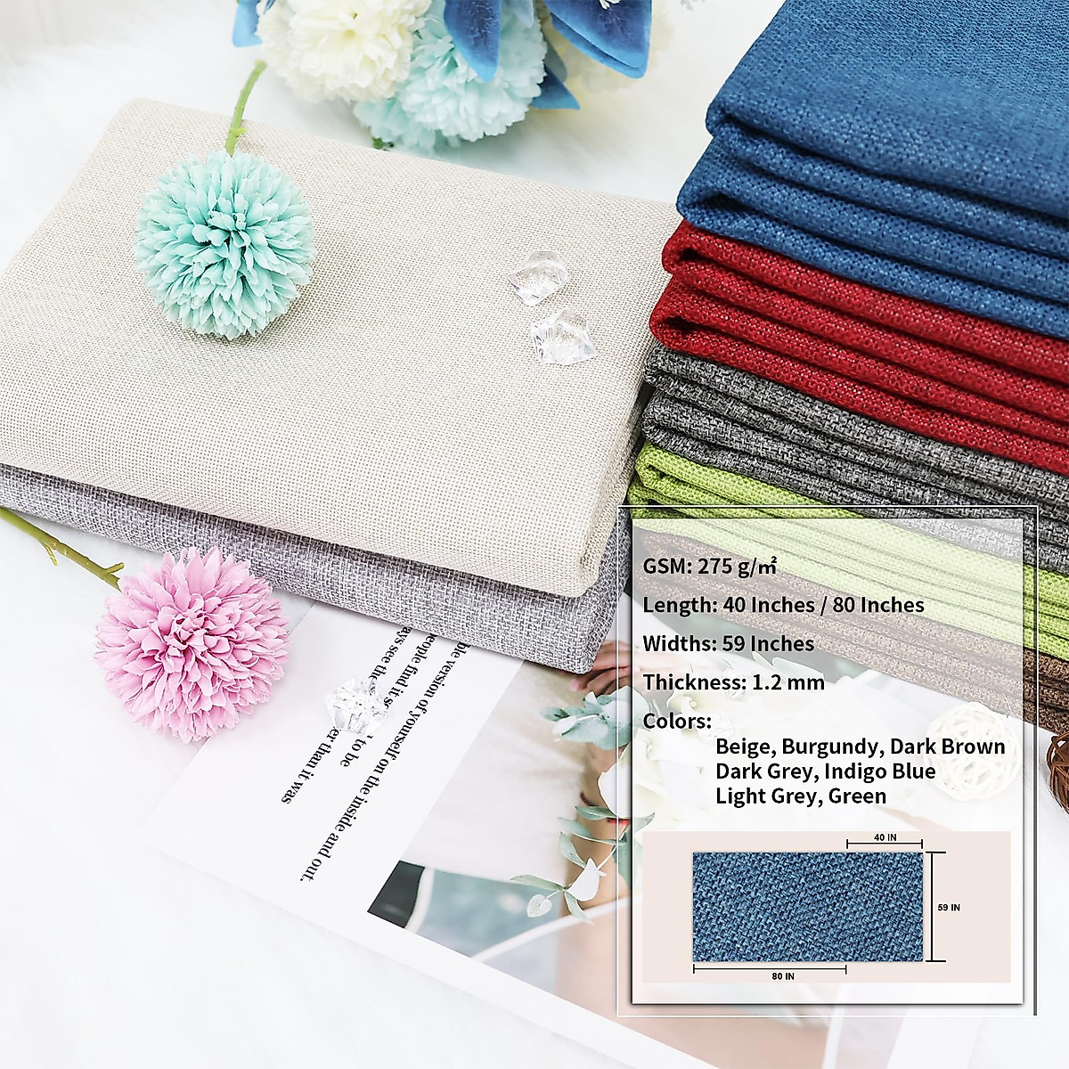 80x60 Inchess Natural Thickened Fabric Premium Linen Liner Multi-Purpose Linen Fiber Material for Gardening Wedding Table Runners Home Party Decorations Christmas (Beige)