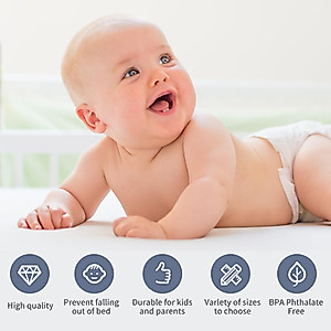 wanan Bed Rail for Toddlers, 3 Pack Extra Long Baby Bed Rail Guard for Kids, All-Round Sturdy Baby Bed Fence, Infants Bed Guardrail, Fit Queen King Mattress, 79 x 79 x 77 (Gray Without Pattern, King)