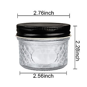 QAPPDA 4 oz Glass Jars With Lids（Black）,Small Clear Canning Jars For Caviar,Herb,Jelly,Jams,Mini Wide Mouth Mason Jars Spice Jars For Kitchen Storage Preserving Food And Party Favors 40 Pack ……