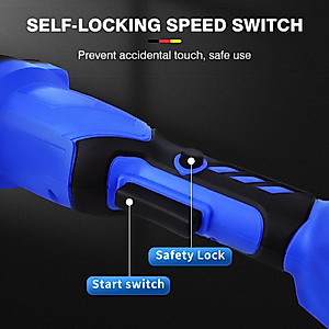 21V Brushless Cordless Angle Grinder Tool 10000 RPM, 4-1/2 Inch Hand Held Electric Grinder with 6.0Ah Battery & Charger, 1 30T Wood Saw Blade, 3 Grinding Cutting Wheels, 1 Flap Discs, 2 Sanding Paper