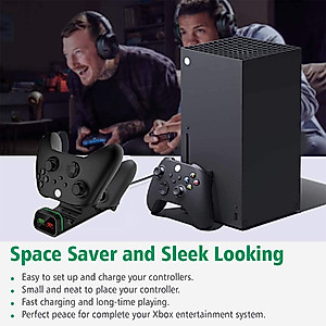 Jackky Controller Charger for Xbox One, Xbox Series & One SX, Dual Controller, Including 4 Covers Fits One& Series Controller