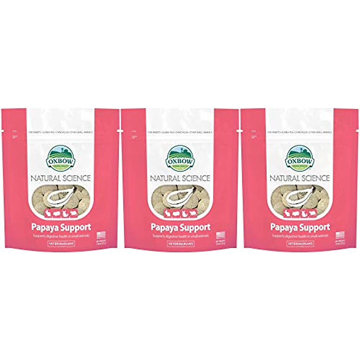 Oxbow 3 Pack of Natural Science Papaya Digestive Support Wafers for Small Pets, 1.16 Ounces Each, Made in The USA