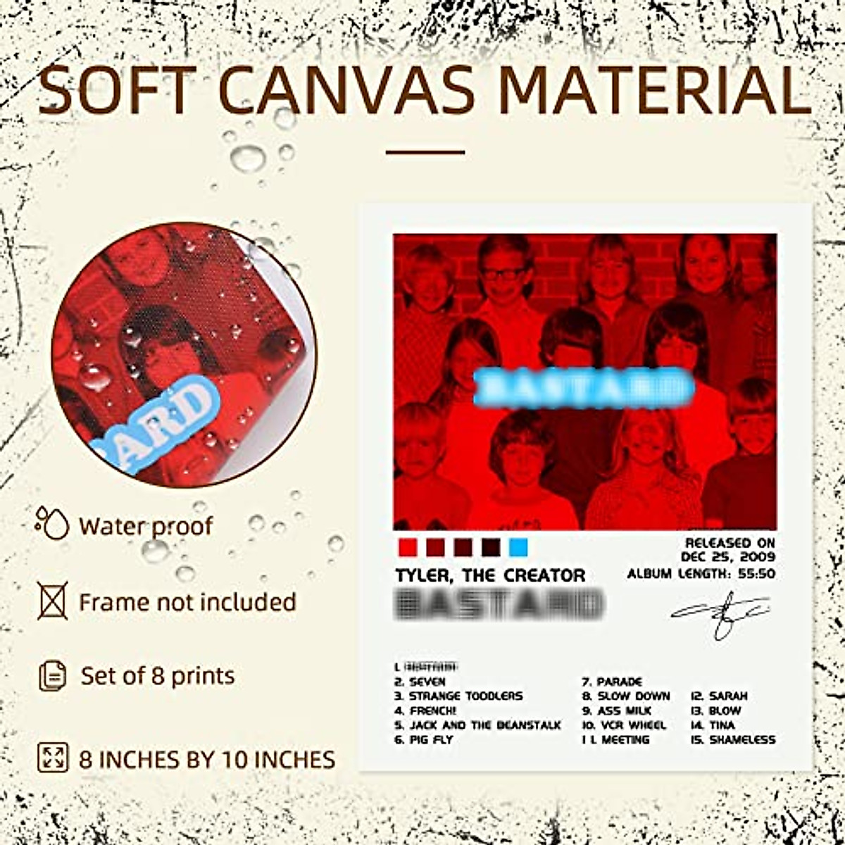 Tyler The Creator Poster - New Signature Album 8 Piece 8*10 inch Printed Canvas Poster Album Cover Frameless Poster Art Album Cover Poster Decor Living Room Dorm Poster Decor Room Aesthetic Music Poster…