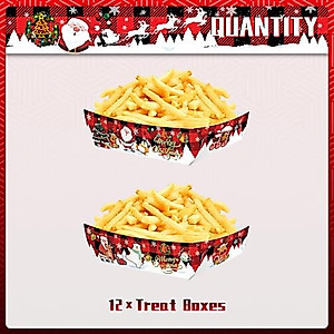 96 Pcs Paper Food Trays Christmas Party Cutlery Disposable Serving Tray Paper Food Boats for French Fries,Popcorn,Hot Dogs,Sandwiches,Etc