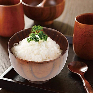 Wood Food Bowls, Wooden Fruit Salad Bowls Kitchen 2-Size Food Container Tableware for Storing Salad Fruits and Cereal (L)