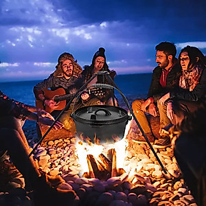 10 Quart Cast Iron Dutch Oven Pre-seasoned Pot with Lid Lifter Handle, Casserole Pot with Lid Lifter for Camping Cooking BBQ Baking