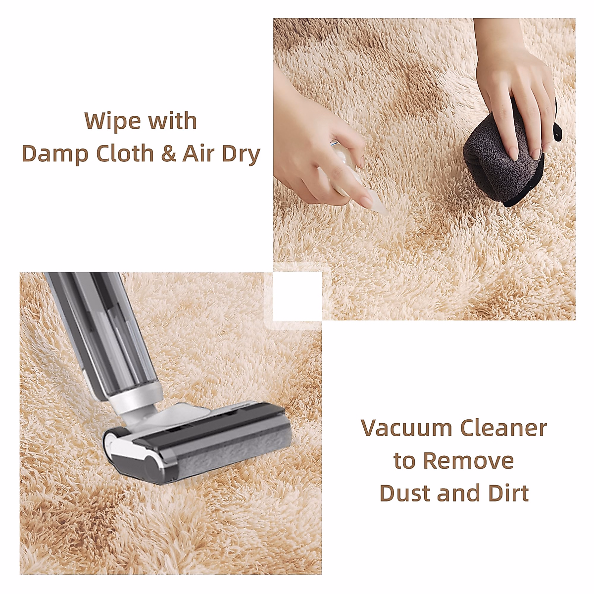 Litanika 4x6 Shag Area Rug for Living Room Bedroom, Tie-Dyed Beige Fluffy Shaggy Fuzzy Nursery Kids Girls Boys Room Rug, Cream Soft Plush Furry Bedside Carpet, Non-Slip, Non-Shedding Indoor Floor Rug