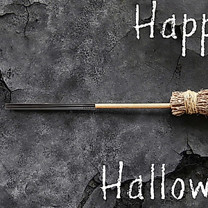 LOGOFUN 4pcs Halloween Witch Broom Sticks Plastic Broom Sticks Witch Broom Replacement Pole for Halloween Cosplay Costume Accessories