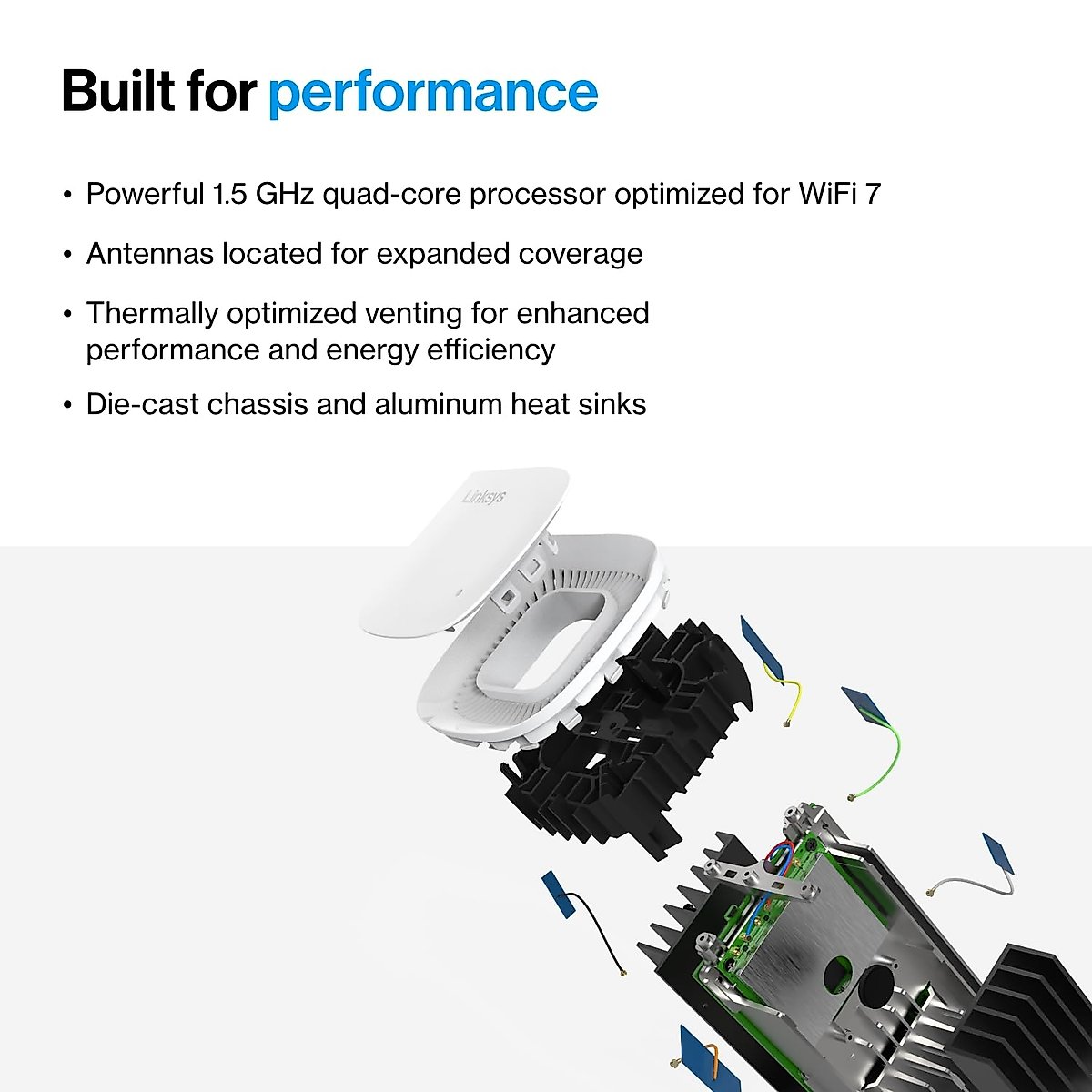 Linksys Velop Pro 7 WiFi Mesh System | One Cognitive Mesh Tri-Band Router with Over 10 Gbps Speeds | Whole Home Coverage up to 3,000 sq. ft. | Connect 200+ Devices | 1 Pack MBE7001 | 2023 Release