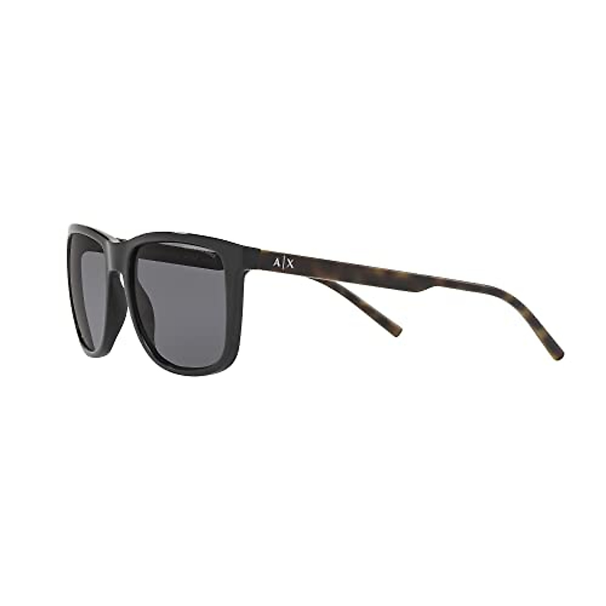 A|X ARMANI EXCHANGE Men's AX4070S Square Sunglasses, Black/Grey Polarized, 57 mm