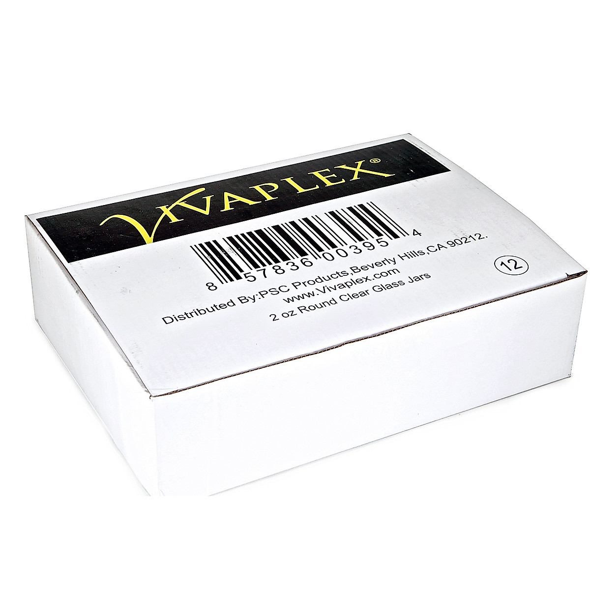 Vivaplex, 12, Clear, 2 oz, Round Glass Jars, with Inner Liners and black Lids