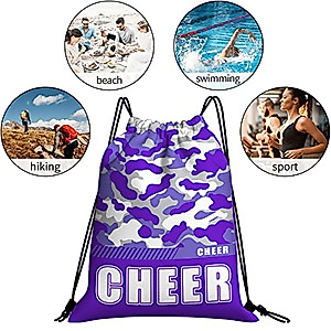 Givotin Drawstring Backpack Waterproof Gym Drawstring Bags Sports String Bag Camo Sackpack-Purple Cheer Drawstring Bag