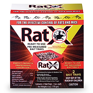 EcoClear Products 620104, RatX All-Natural Non-Toxic Humane Rat and Mouse Pellets, Ready-to-Use Pre-Measured 3 oz. Bait Trays, 2-Pack