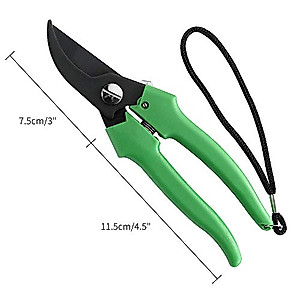 Lebabo 7.5" Pruning Shears, Ultra Sharp Garden Clippers, Metal Pruning Scissors Branch Cutter for Gardening, Flowers, Plants, Herbs, Bonsais (Green)