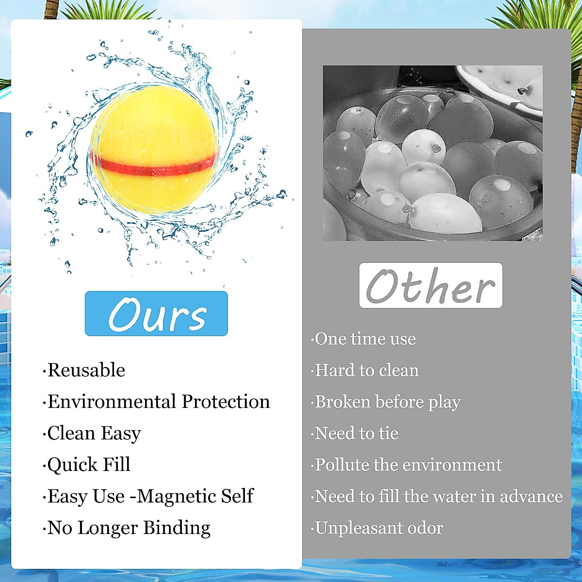 【12 Pack】Peekoal Reusable Water Balloons,12pcs Latex-Free Silicone Water Balloons,Water Bomb Refillable for Water Games Outdoor Summer Fun Party