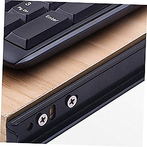ALturN Drawer Glides,1 Pair Keyboard Track Dresser Tray L Brackets Heavy Duty Black Slides Side Under Desk Keyboard Tray Slide Out Keyboard Drawer Under Desk Slide Drawer Track Drawer Guide Rail B