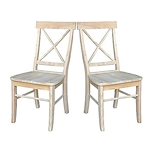 International Concepts Pair of X-Back Dining Chairs, Unfinished Wood