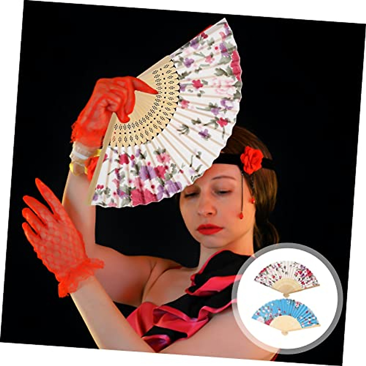 MUSISALY 2pcs Chinese Dancing Fans Chinese Silk Fans Silk Folding Fans folded fan Japanese Style fan Hand Bamboo Fans Japanese Hand Fan mini fan decorate men and women Chinese style Wooden
