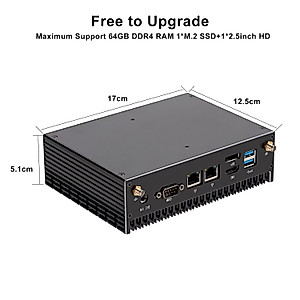 VENOEN Fanless Mini PC 6 Core i7 10710U with Win 11,Dual LAN Silent Portable Computer,HD 2.0/DP 4K Display,RS232 COM,USB-C,WiFi,BT 5.1,16GB DDR4 512GB M.2 SSD