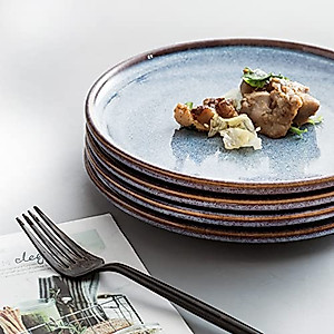 UNICASA Ceramic Large Dinner Plates - 11 Inch Dessert, Salad Plate Set of 4 for Steak, Pasta, Dinnerware Sets, Scratch Resistant - Porcelain Serving Dishes, Dishwasher & Microwave Safe (Blue)