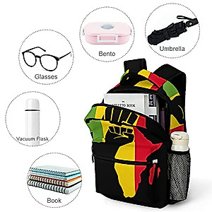 Africa Black Power Fist Map Book Bag Laptop Backpacks Travel Daypacks Unisex College Bookbags