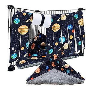 FULUE Guinea Pig Corner Hideout Hammock and Bed,Ferret Corner Hammock and Bed Cave Cozy for Guinea Pig Ferret Chinchilla Rats for Playpen C&C Cage Midwes Cage