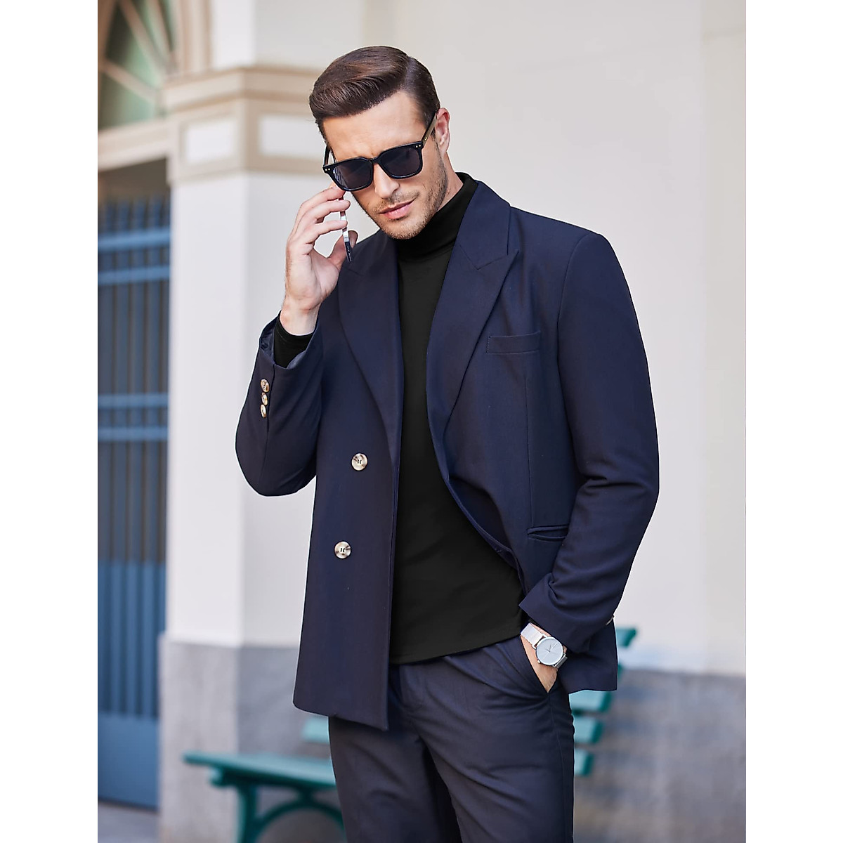 COOFANDY Men's Slim Fit Basic Turtleneck T Shirts Casual Knitted Pullover Sweaters Black