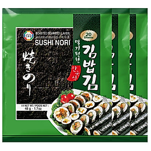 Surasang Gimbap Roasted Seaweed Sheet, Sushi Nori, 20 Full Sheets, Pack of 1