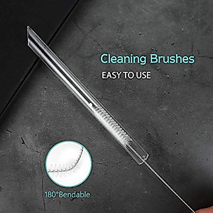 Reusable Glass Straws: 2 Regular Straws + 2 Boba Straws + 2 Wheat Cases + 4 Cleaning Brushes + Pouch, for Hot and Cold Drinks, Portable for Personal Use, Smoothie Bubble Tea, 9 inches (Blue&Green)