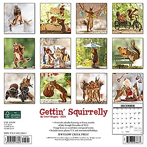 Willow Creek Press Gettin' Squirrelly Monthly 2024 Wall Calendar (12" x 12")