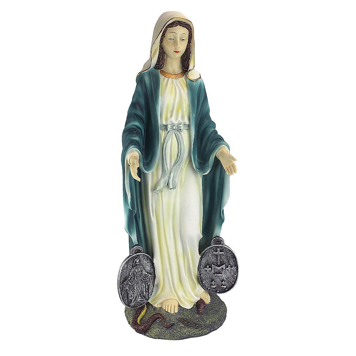 Design Toscano Miraculous Medal Madonna Virgin Mary Italian Style Religious Indoor/Outdoor Garden Statue, 23 Inch, Cast Stone Resin, Full Color Finish